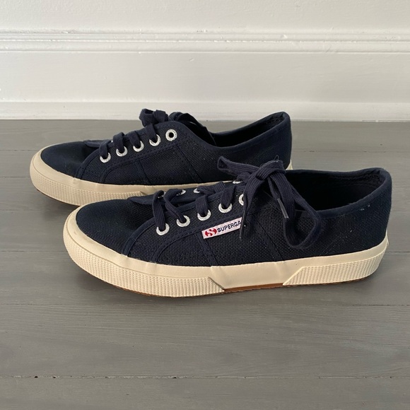 Superga | Shoes | Superga Navy Blue And Creme Sneakers | Poshmark